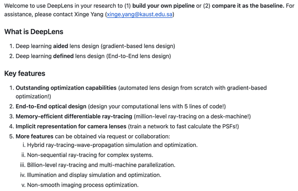 Singer Yang 的想法: DeepLens 代码开源 | DeepLens 使用图形学和深度学习的技术去设计光学，相比于传统光学设计拥有更强的优化能力，并且能够解决End-to-End ...