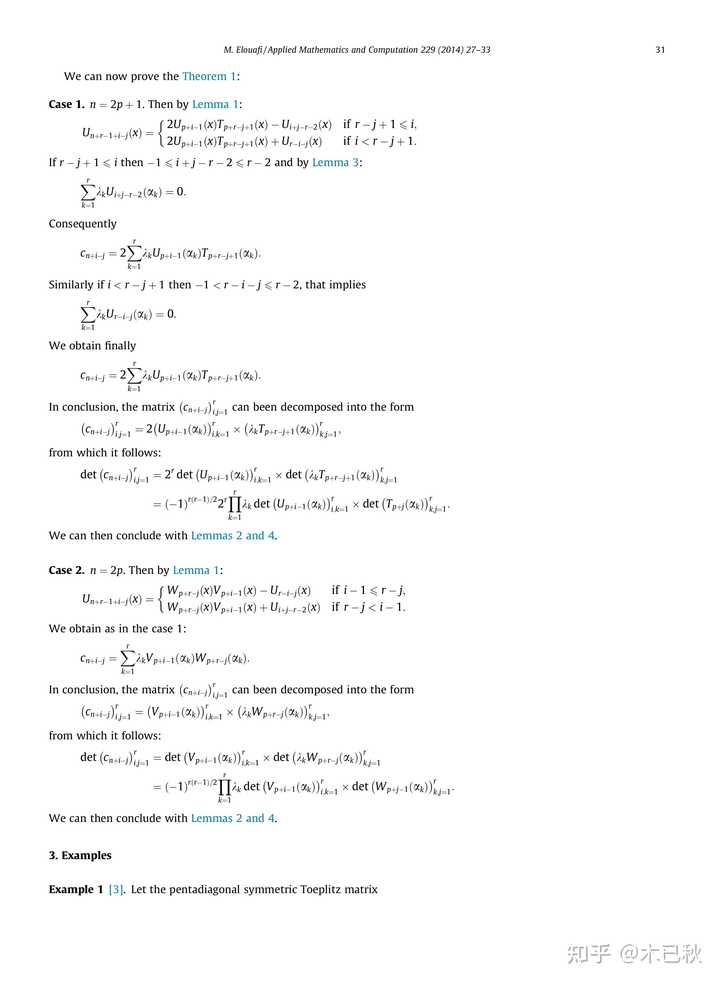 如何求对称 Toeplitz（托普利兹矩阵）的行列式？ - 知乎