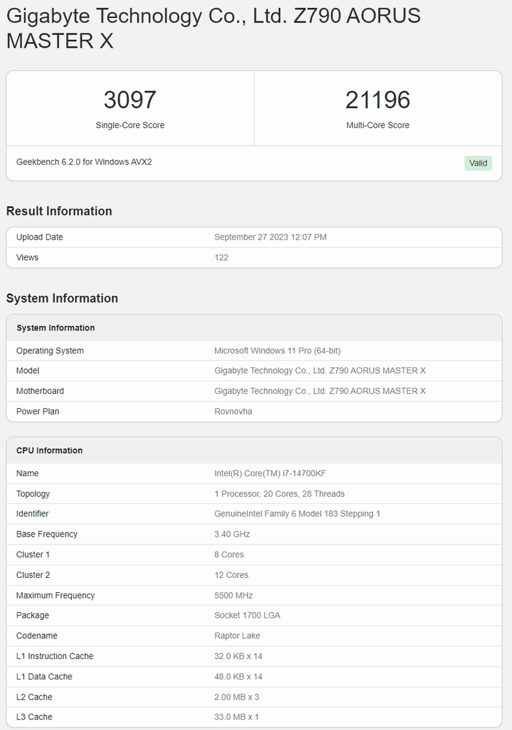 英特尔酷睿 i7-14700KF 处理器跑分曝光，该产品都有哪些亮点性能？ - 知乎