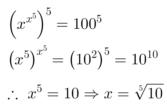 X^X^5＝100，X怎么算? - 知乎
