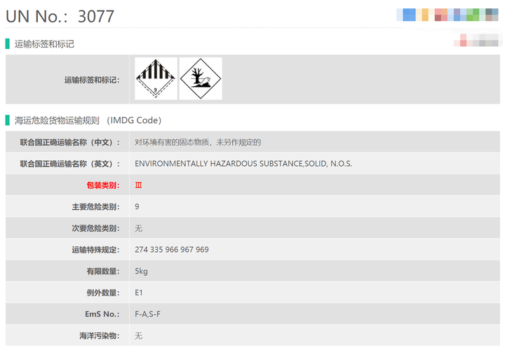 UN No：3077是危险品么？ - 知乎