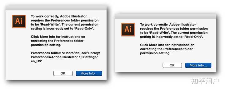 如何解决提示Mac版Adobe Illustrator 需要“首选项”文件夹权限为“读/写”? - 知乎