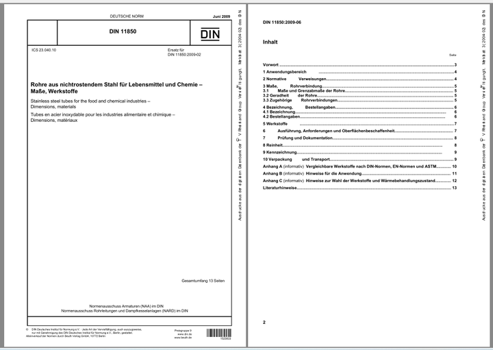 DIN11866标准与DIN11850标准有什么区别？DIN11866具体的执行标准是怎么样的？ - 知乎