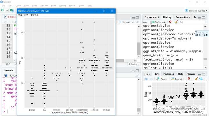 Rstudio的图不显示在plots那个小界面里而是R Graphics:device 2的窗口？ - 知乎