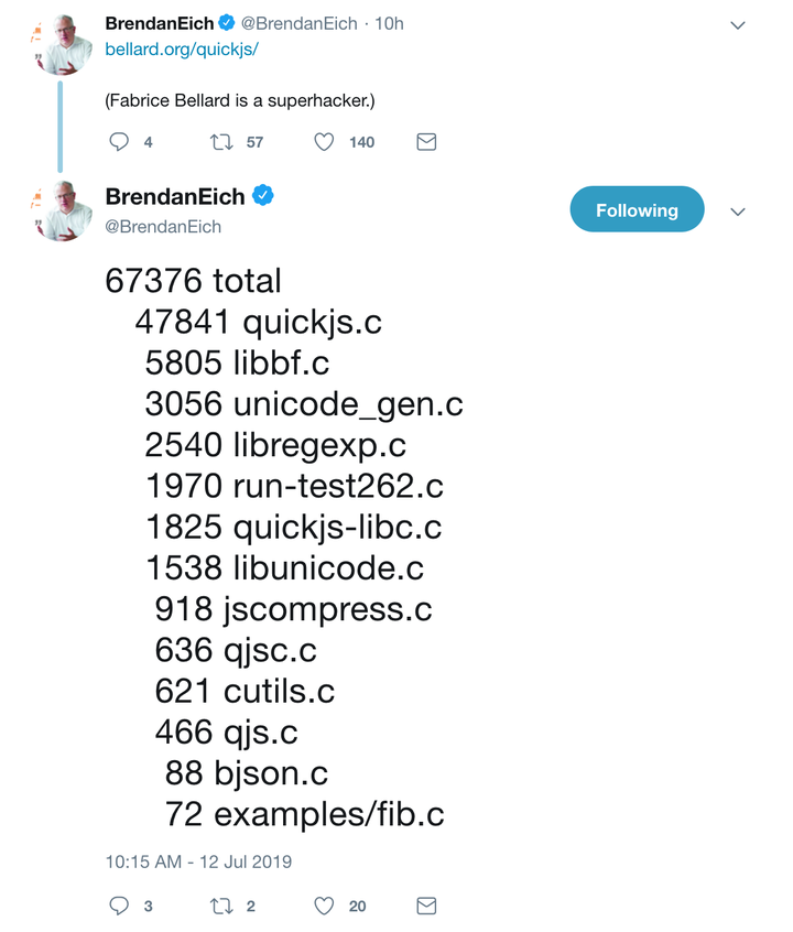 如何评价 Fabrice Bellard 发布 QuickJS JS 引擎? - 知乎