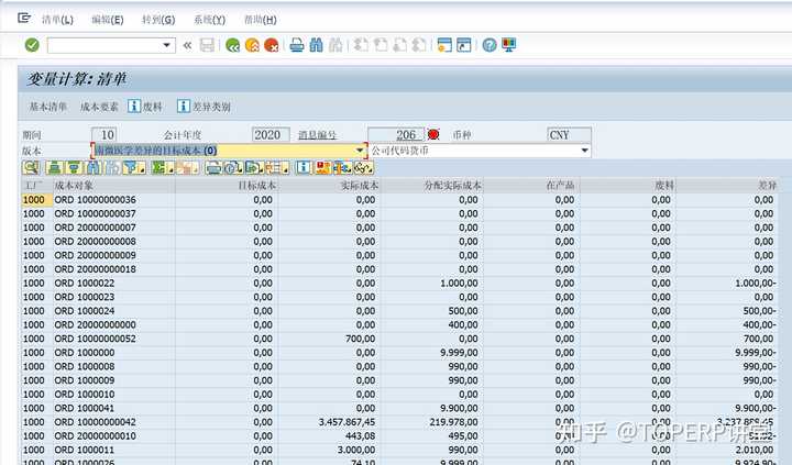 请问sap成本月结中我执行完CON2最后直接生产成本中心贷方却没显示金额是为什么？ - 知乎
