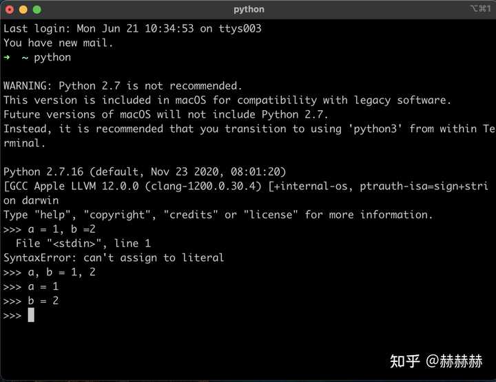 Python中,syntaxerror Cannot Assign To Literal是什么原因? 知乎