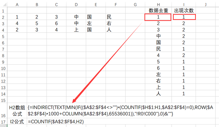在excel中如何统计多行多列中每个数据出现的次数？ 知乎 