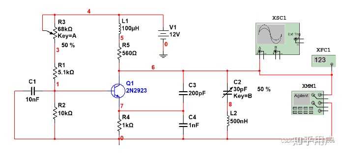 用Multisim14仿真该LC振荡器,请问为什么不能产生正弦波? - 知乎