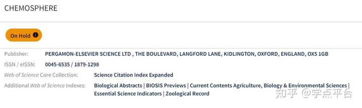 如何看待环境领域的知名老牌期刊Chemosphere日前被打上了on hold（或被剔除SCI）标签？ - 知乎
