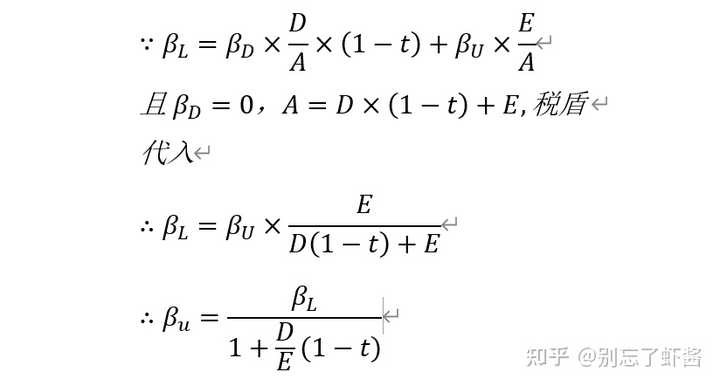 如何从资产负债表理解去杠杆贝塔值公式？ - 知乎