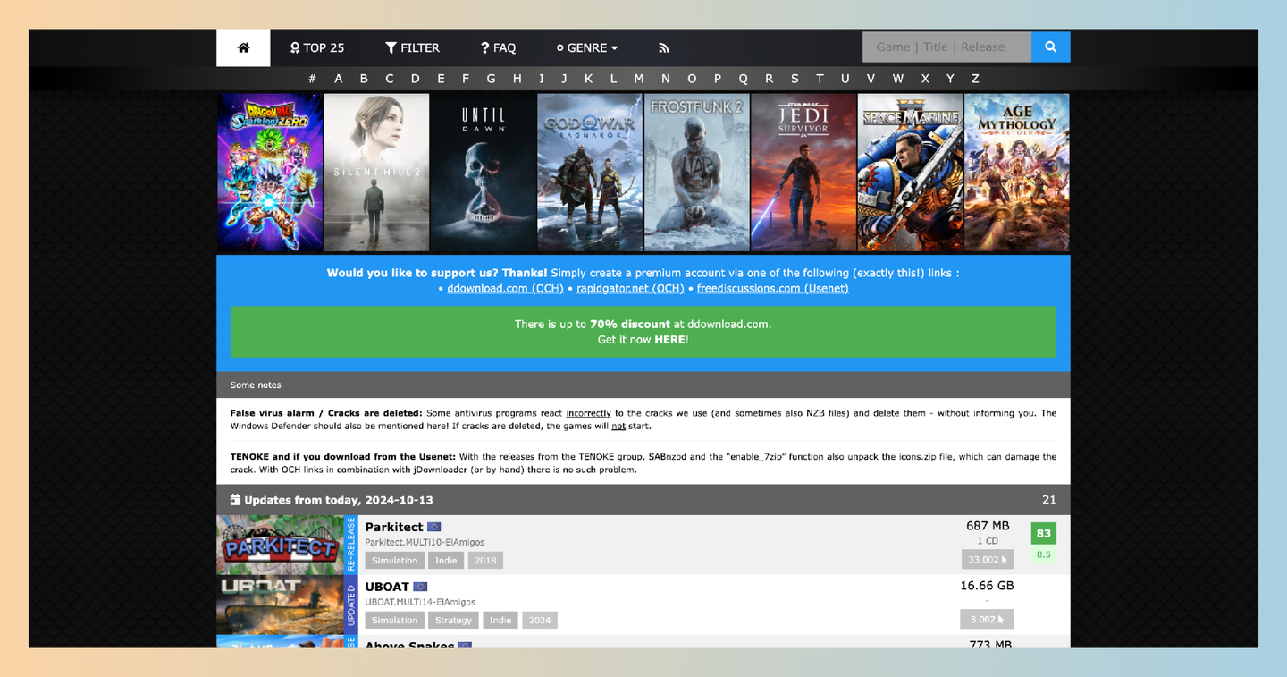 G4U.to：国外免费游戏分享网站，可以免费下载超过 15,000 款 PC电脑游戏（使用Usenet下载器）