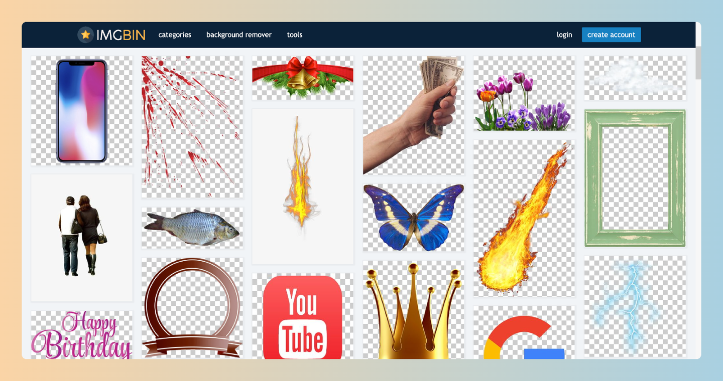 IMGBIN：免费的透明 PNG 图片素材下载网站，提供数百万高质量免抠图素材，帮设计师和创作者找到所需图像！