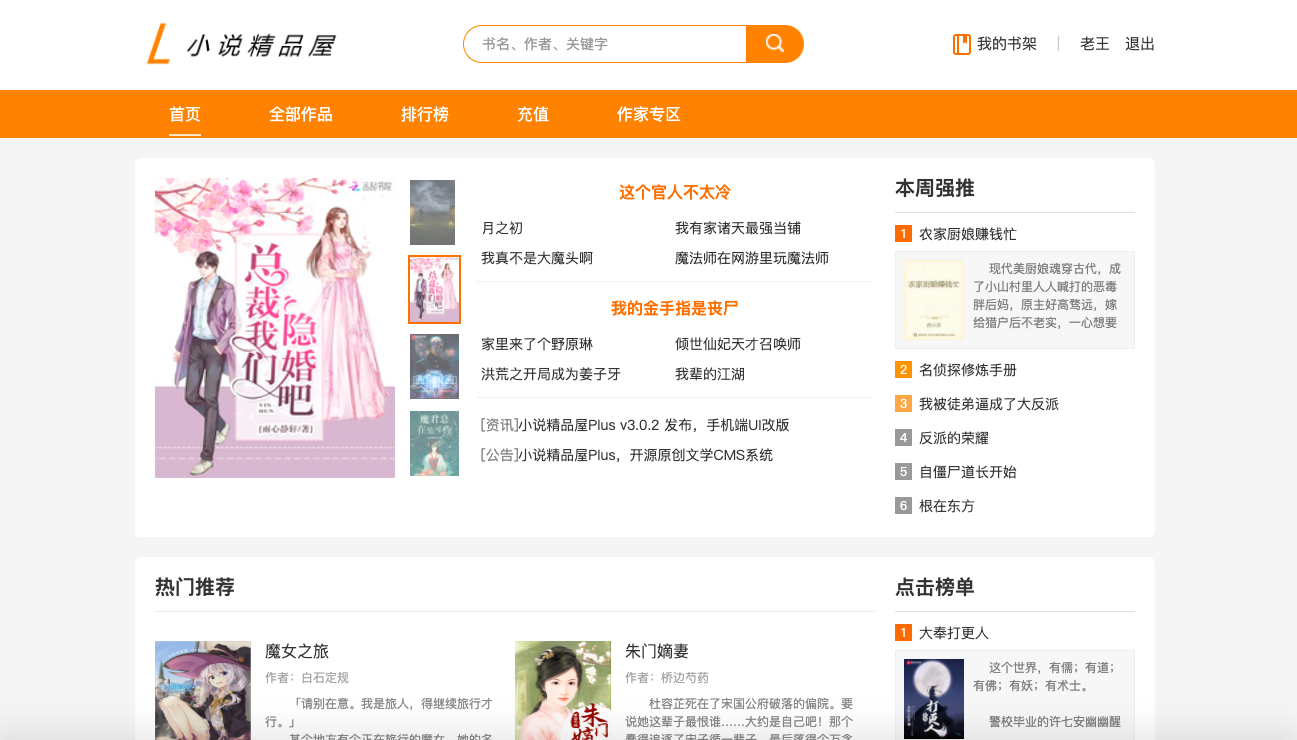 novel：开源小说文学建站 CMS 系统