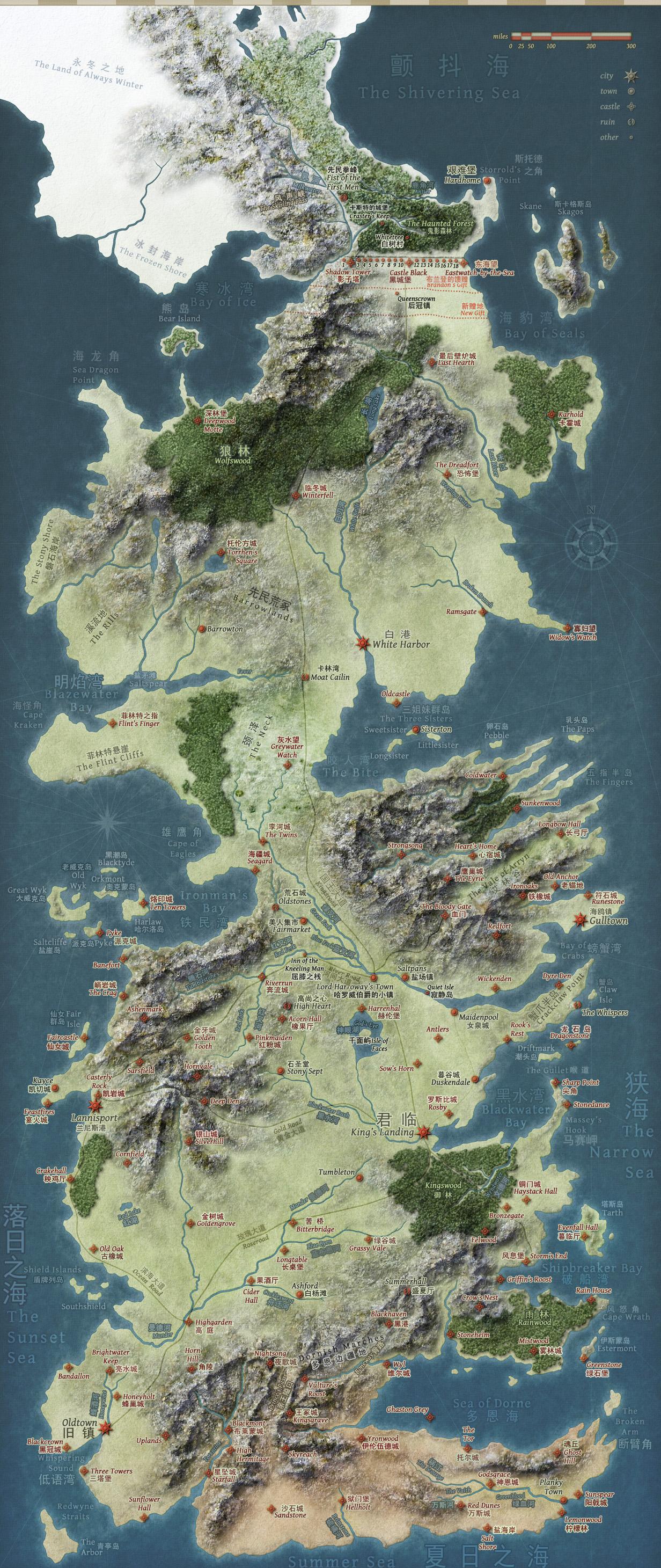 权力的游戏中的地图实际有多大？ - 知乎