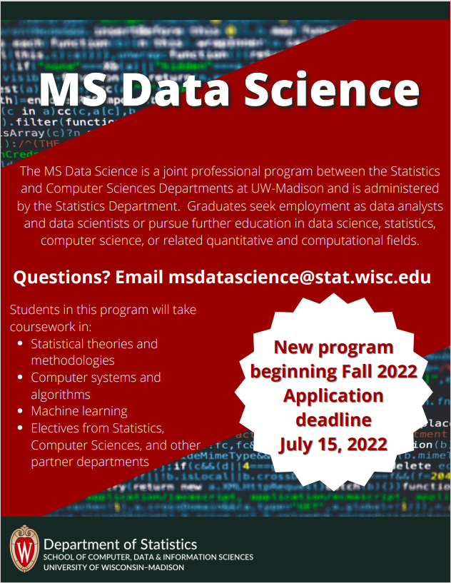 新开专业介绍University of Wisconsin Madison--MS Data Science（数据科学） - 知乎