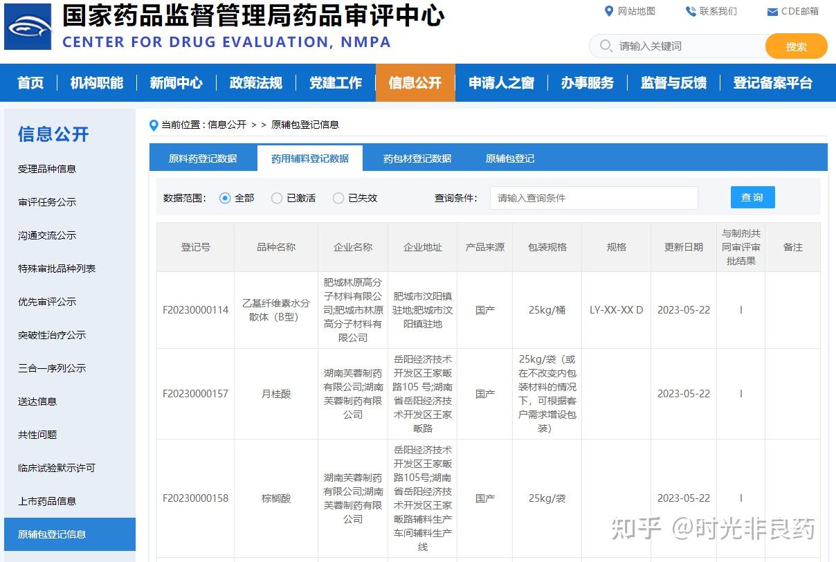 如何通过CDE官网查询药用辅料的登记数据？ - 知乎