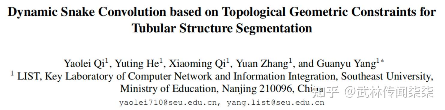 ICCV2023｜动态蛇形卷积（Dynamic Snake Convolution）用于管状结构分割 - 知乎