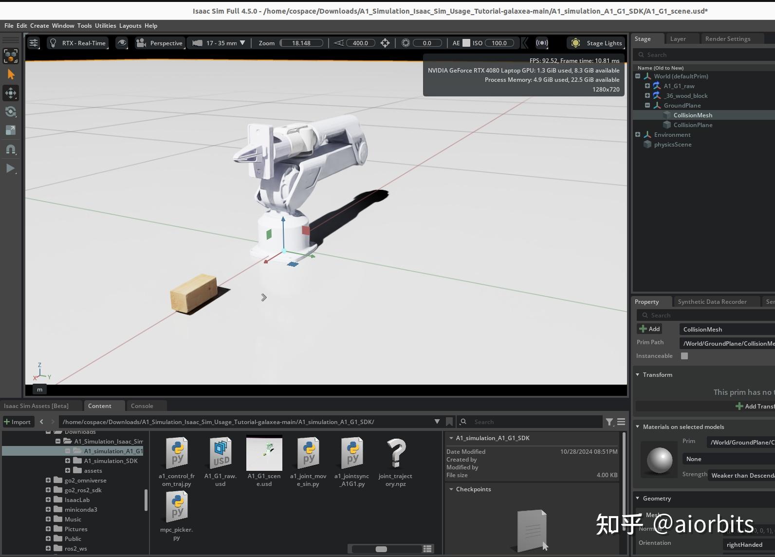 NVIDIA Isaac Sim 4.5 入门教程 3：Galaxea A1 机械臂抓取实验 - 知乎