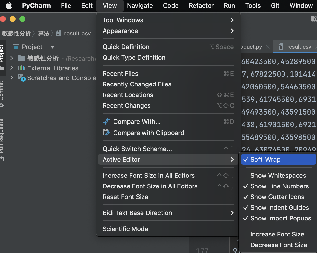 pycharm代码太长如何实现自动换行/折叠（warp）？【针对MacOS】 - 知乎