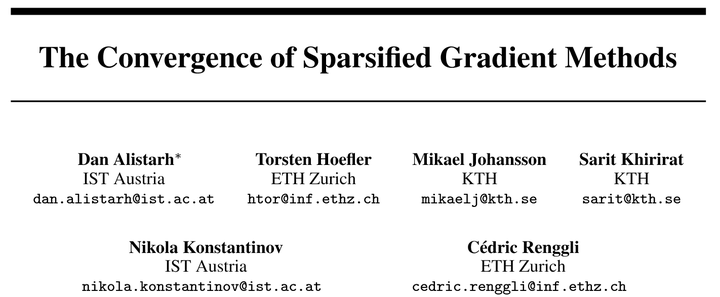 NIPS2018 | The Convergence of Sparsified Gradient Methods - 知乎