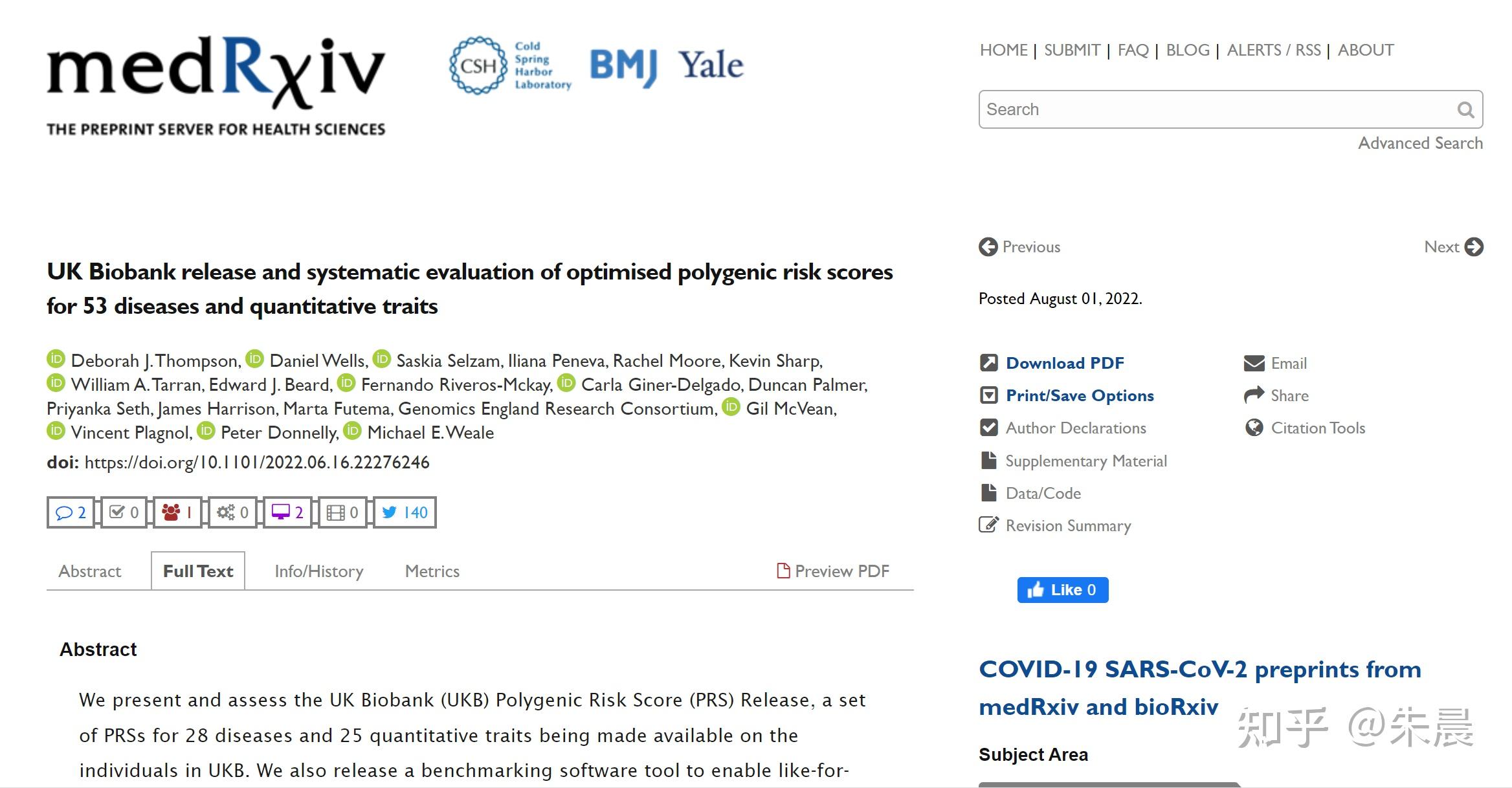 【UKB数据库】新增53种表型的多基因评分（PGS）数据供研究人员使用 - 知乎
