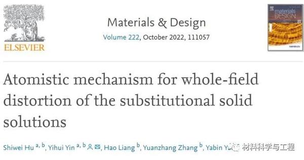《Materials & Design》：置换固溶体全场畸变的原子机制！ - 知乎
