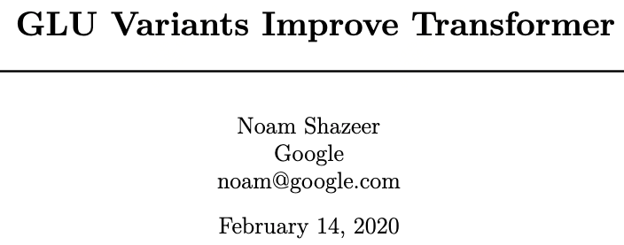SwiGLU激活函数论文：GLU Variants Improve Transformer - 知乎