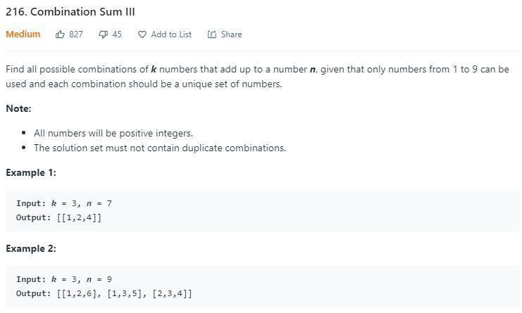 216. Combination Sum III - 知乎