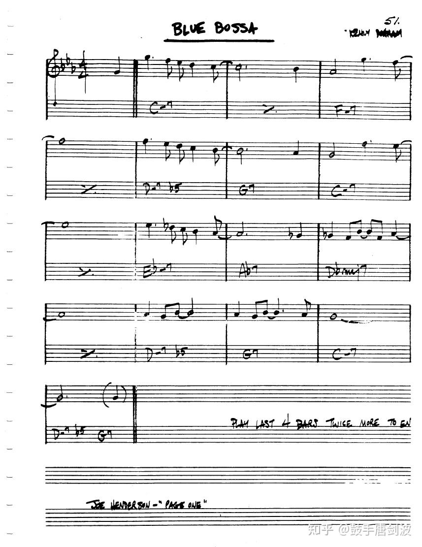 乐手必练爵士标准曲100首No.2《Blue Bossa》 - 知乎