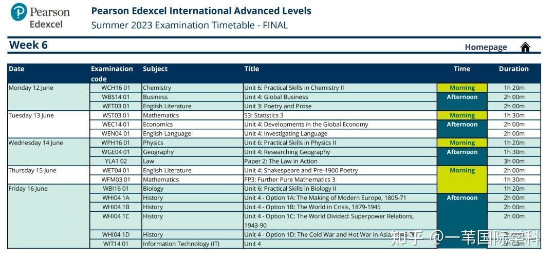 2023年5-6月A-Level考试时间完整版出来了！（内含爱德思/CIE两大考试局） - 知乎