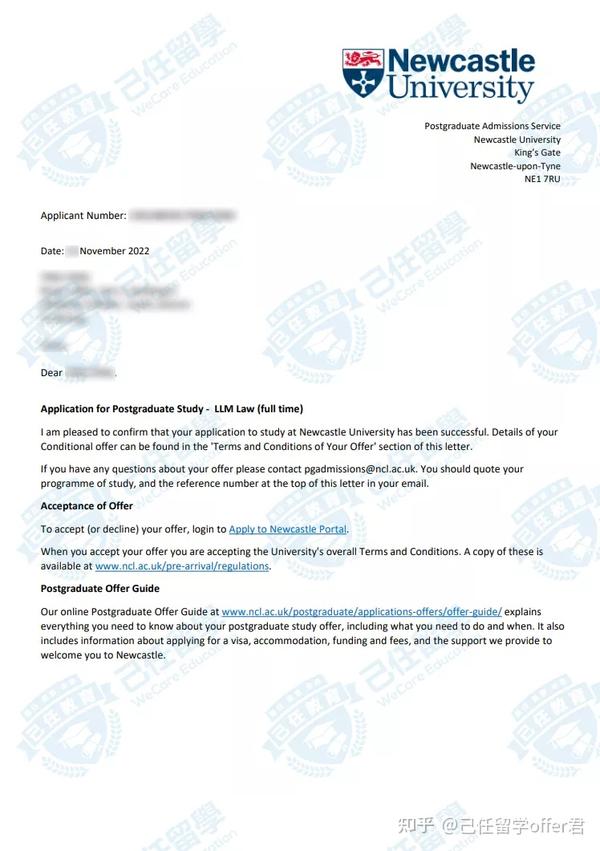 己任留学23Fall英国offer | 纽卡斯尔大学 LLM Law - 知乎