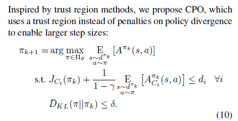 Safe RL(2): Constrained Policy Optimization - 知乎