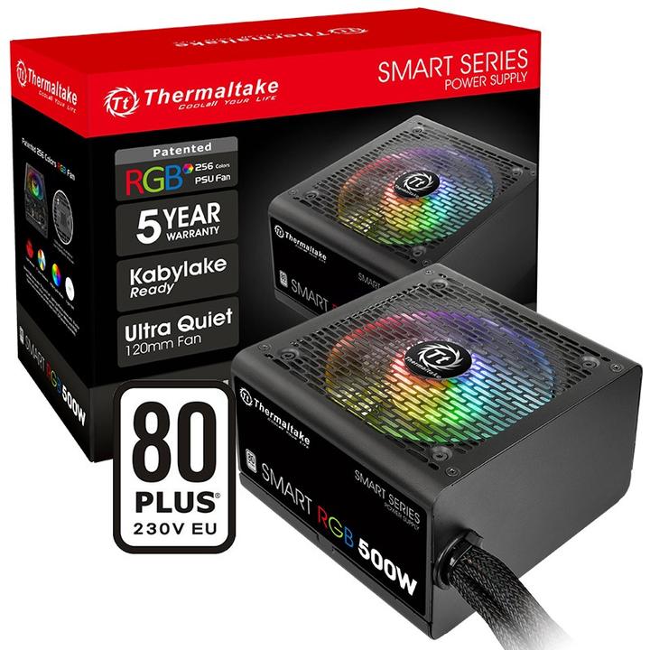 原价 ￥ 259 现价 ￥ 239 Tt（Thermaltake）额定500W Smart RGB 500 电脑电源（80PLUS认证/256色灯效/智能温控风扇/支持背线） - 知乎