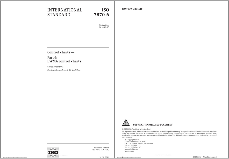 ISO 7870-6-2016（原版PDF）+Chinese（ISO中文版翻译） 中文翻译名称：控制图--第6部分：EWMA 控制图 - 知乎
