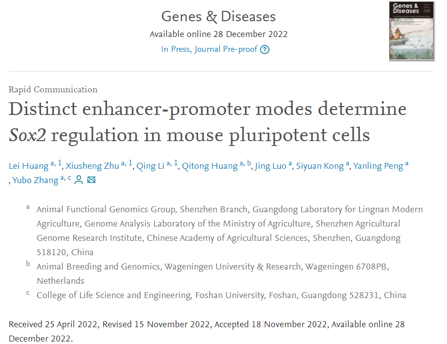 Genes Dis︱张玉波团队揭示小鼠胚胎干细胞中SOX2远距离基因-增强子互作模式 - 知乎