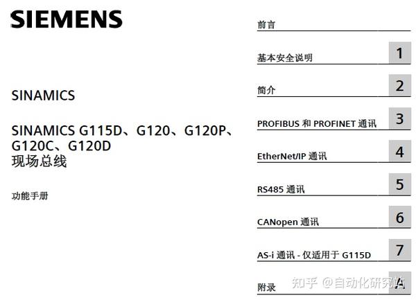 西门子G120系列现场总线大全 - 知乎
