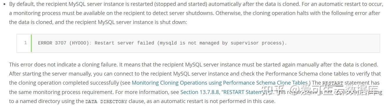 故障分析 | MySQL clone 自动重启失败的解决方式 - 知乎