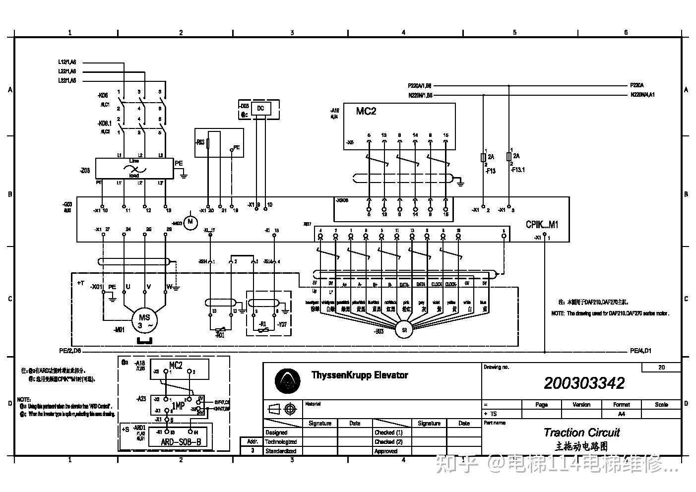 蒂森GL1电梯电气原理图 - 知乎