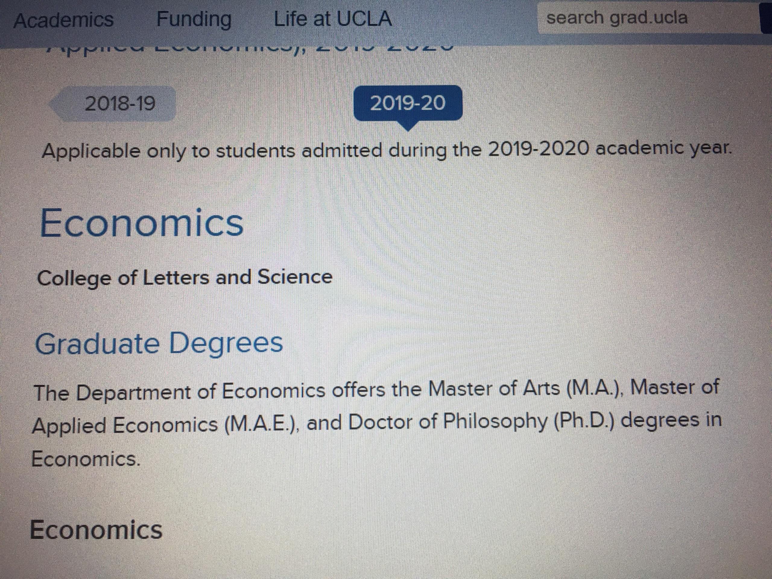 UCLA（加州大学洛杉矶校区）的经济学硕士除了应用经济学还有没有其他经济学专业？ - 知乎