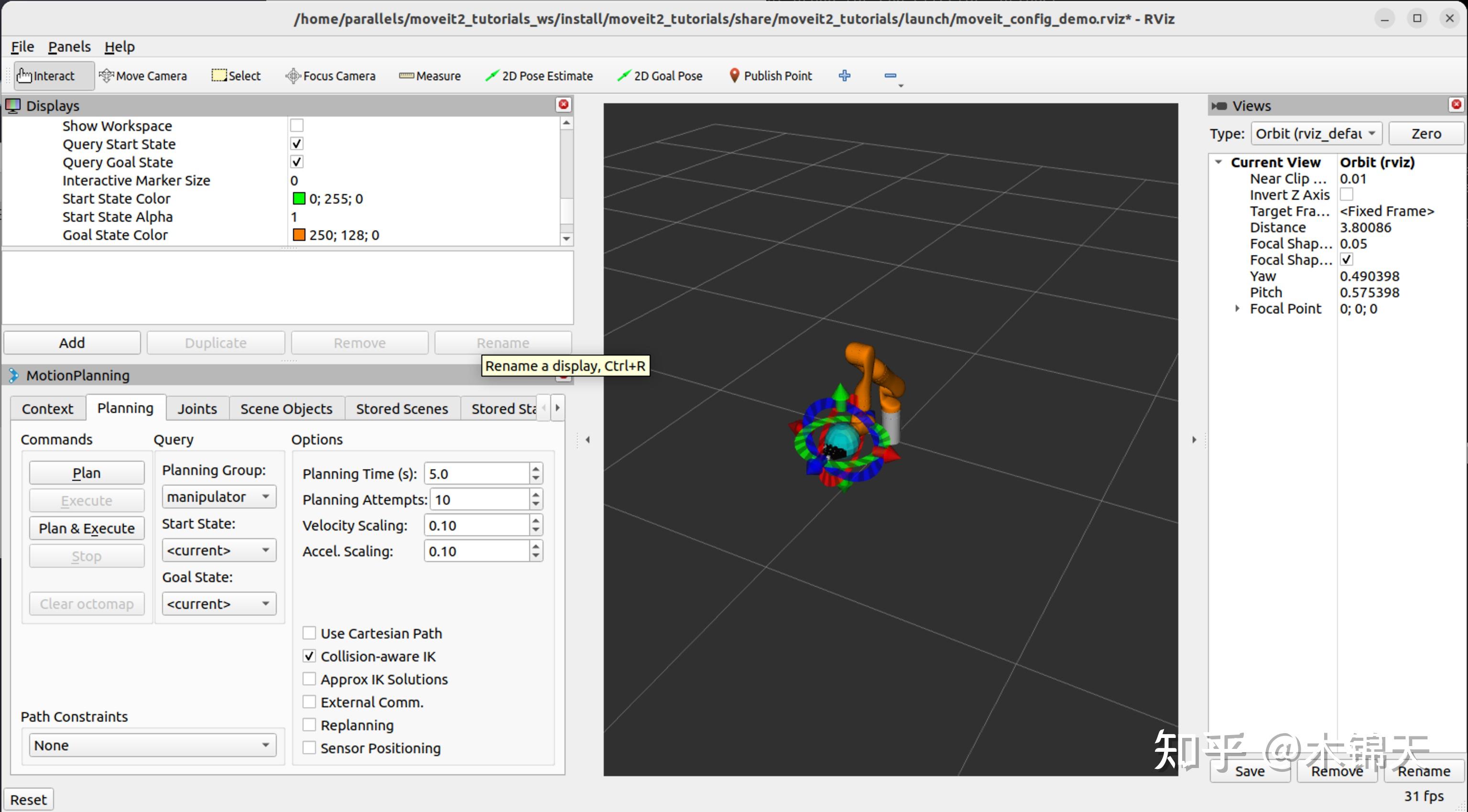 【ROS2 & MoveIt2】MoveIt 2 Tutorials - MoveIt Quickstart in RViz - 知乎