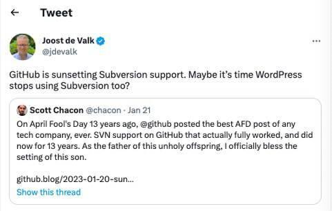 告别 SVN，Git 成“独苗”：GitHub 在 13 年后宣布淘汰 Subversion 支持 - 知乎
