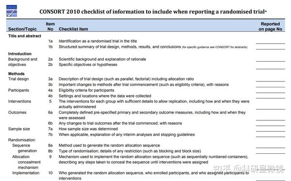 CONSORT flow diagram 和checklist如何写？什么样的研究论文需要填写这样的表？ - 知乎