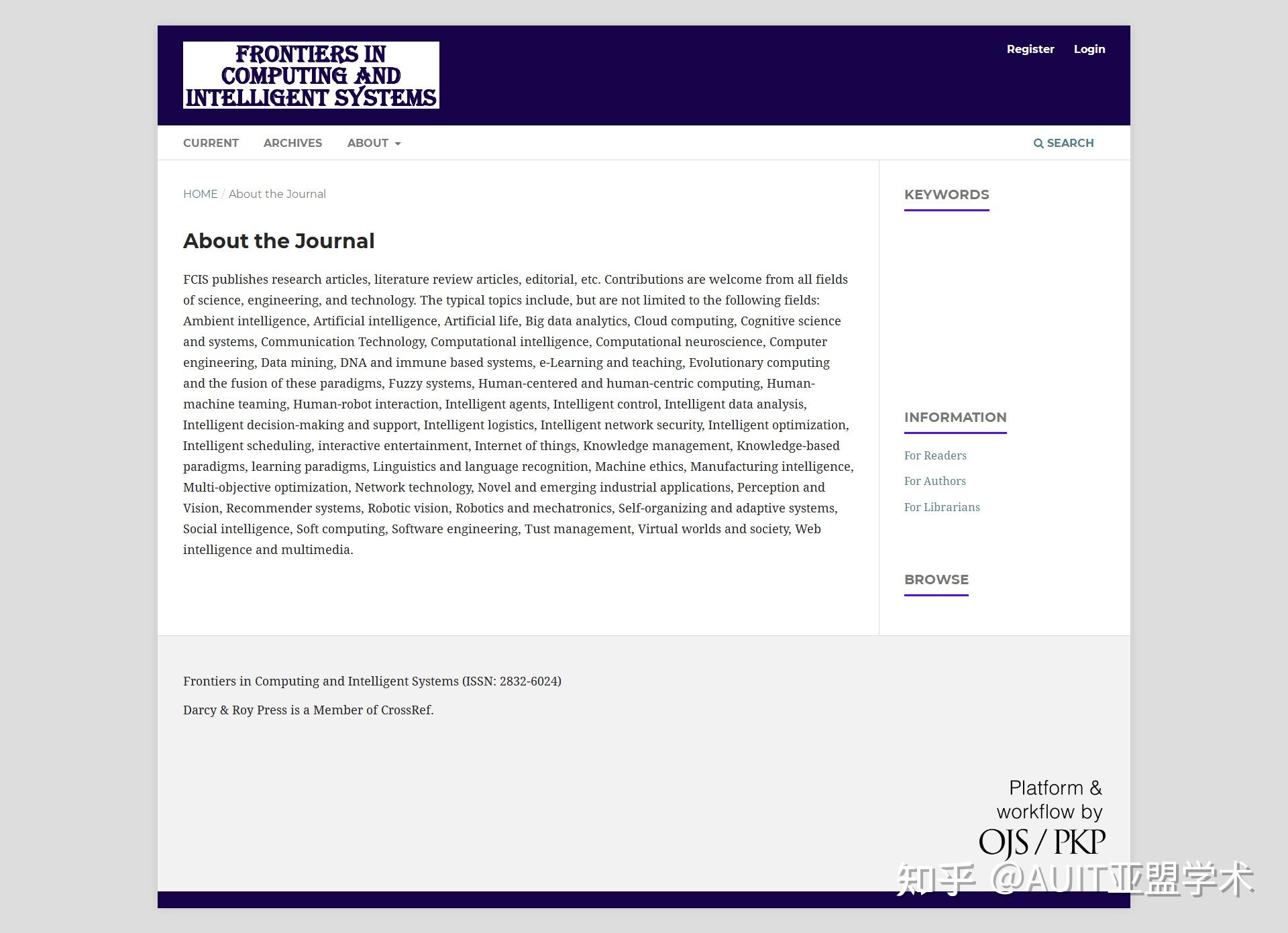【外文期刊】Frontiers in Computing and Intelligent Systems ISSN: 2832-6024 - 知乎