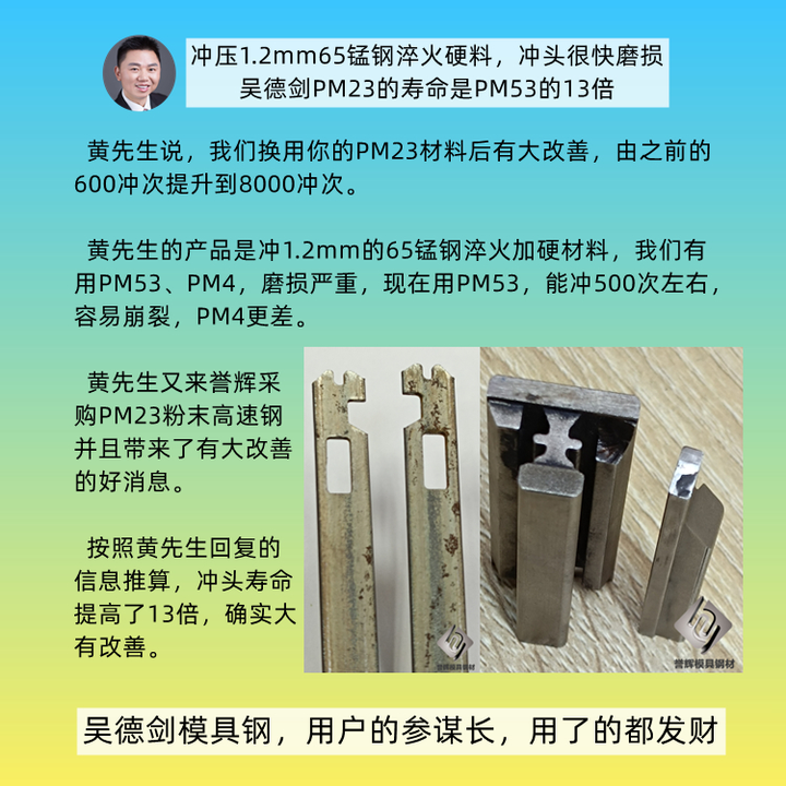 冲65锰钢板用什么模具钢好？吴德剑PM23把冲头寿命提高13倍。第533篇 - 知乎