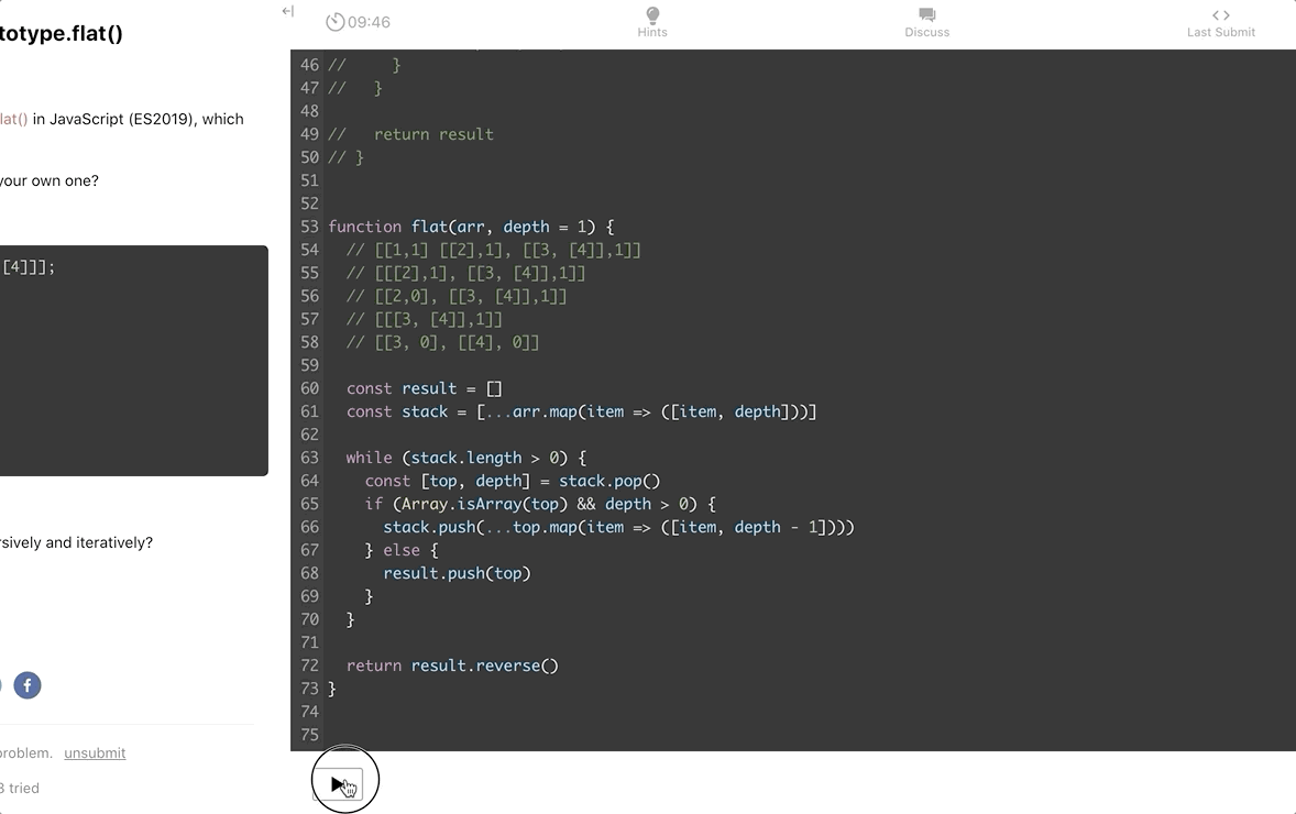 BFE.dev前端刷题3 - 用递归和迭代手写Array.prototype.flat() - 知乎