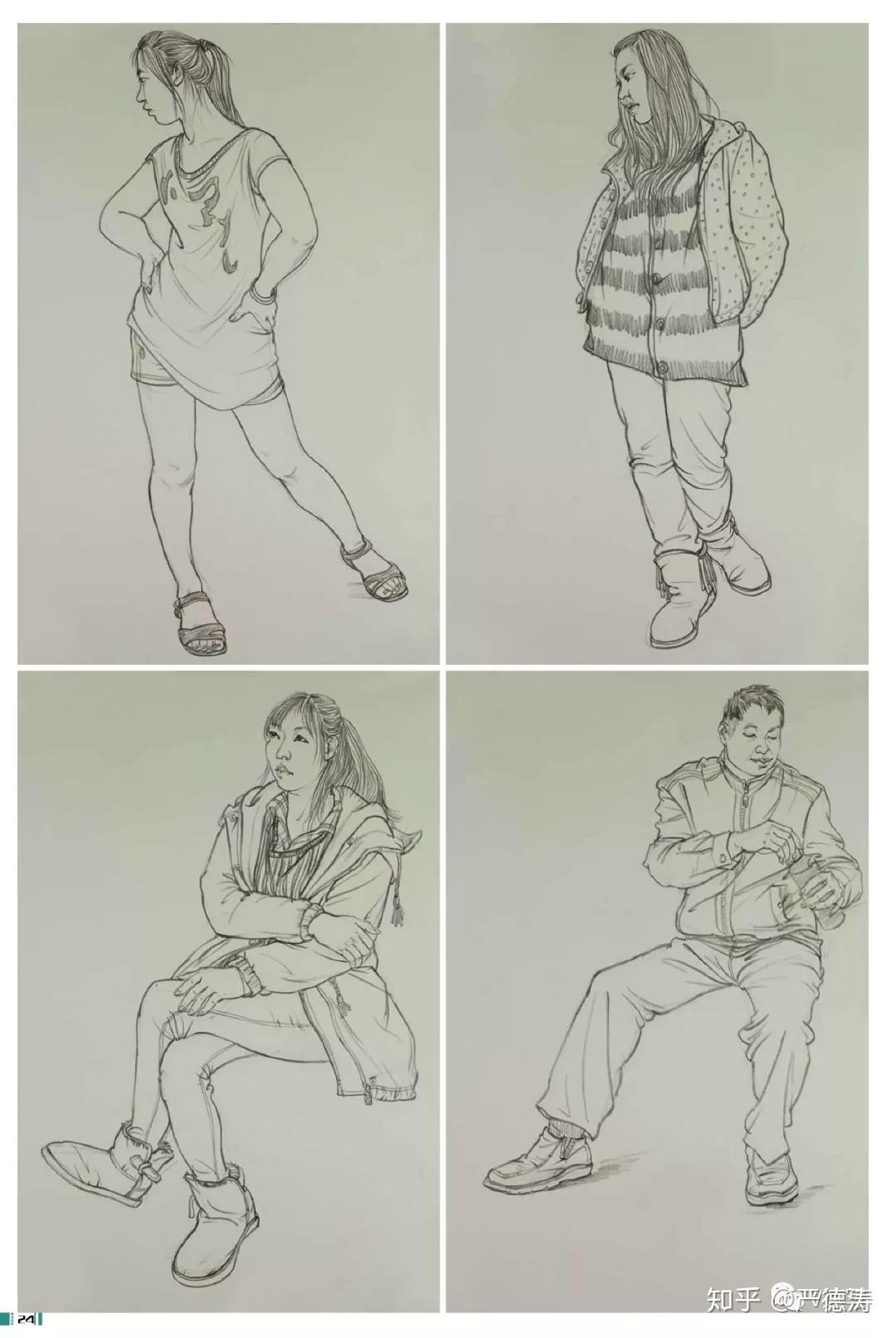 速写 | 线性速写人物动态临摹参考素材图片 - 知乎
