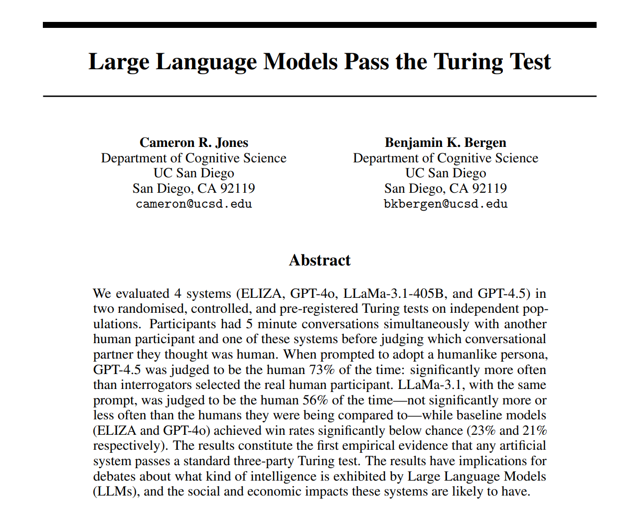 大语言模型通过图灵测试 Large Language Models Pass the Turing Test - 知乎