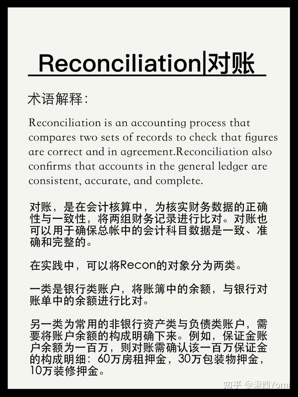 外企财务｜必备词汇8｜Reconciliation - 知乎