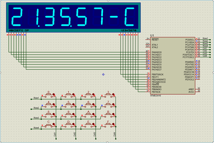 AVR（ATmega16）单片机4X4小键盘、8位数码管、时间、按键值显示 - 知乎